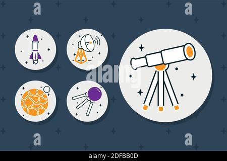 Satellite icons collection over white background. Broadcasting pictograms set vector ...