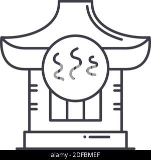 noodles shop line icon, outline symbol, vector illustration, concept ...