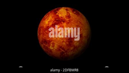 planet Venus spinning and sun rise. front view of Venus planet from ...