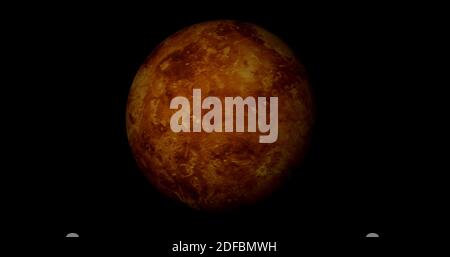 planet Venus spinning and sun rise. front view of Venus planet from ...