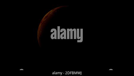 planet Venus spinning and sun rise. front view of Venus planet from ...