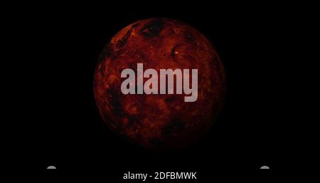 planet Venus spinning and sun rise. front view of Venus planet from ...