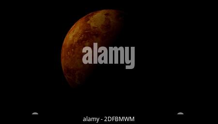 planet Venus spinning and sun rise. front view of Venus planet from ...