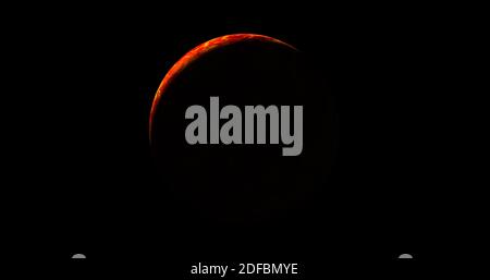 planet Venus spinning and sun rise. front view of Venus planet from ...