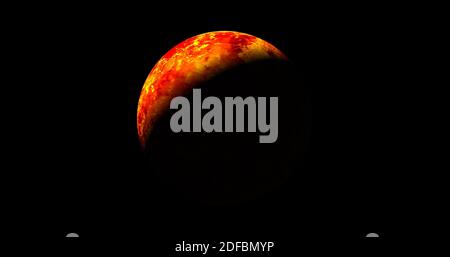 planet Venus spinning and sun rise. front view of Venus planet from ...