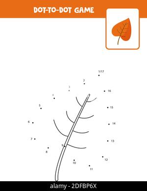 Vector autumn dot-to-dot and color activity with cute mushroom and leaf ...