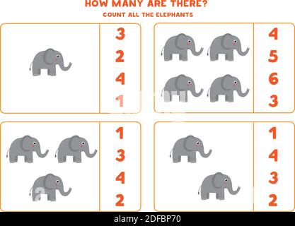 Puzzle game for kids. Gray elephant. Education worksheet. Color ...