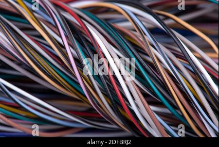 Mixture of electric cables and wires Stock Photo - Alamy