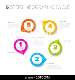 Infographic circles with 6 steps, arrows. Line vector template. Can be ...