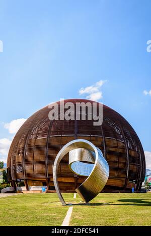 CERN, Geneva, Switzerland. "Wandering the immeasurable" monument and ...