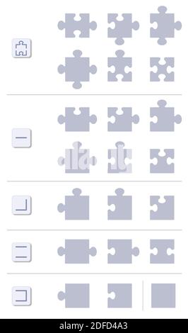 Jigsaw puzzle game science chart. Different shapes of all 21 possible ...