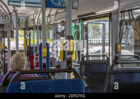 Inside An Allgo Bus At Almere The Netherlands 2018 In Black And White ...