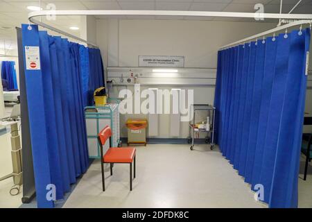A cubicle in the Covid-19 Vaccination Clinic at the University Hospital ...