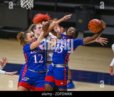 Kansas guard Zakiyah Franklin (15) during an NCAA college basketball ...