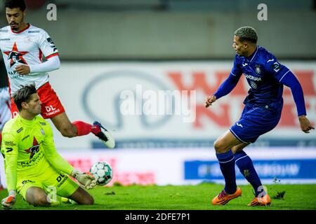 goalkeeper Louis Bostyn (1) of Zulte-Waregem pictured during a soccer ...