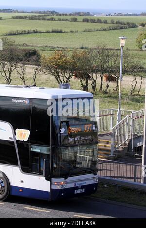 Stagecoach X77 bus on A77 between Ayr & Glasgow Stock Photo - Alamy