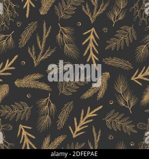 Mistletoe and pine tree branches xmas decoration Stock Vector Image ...