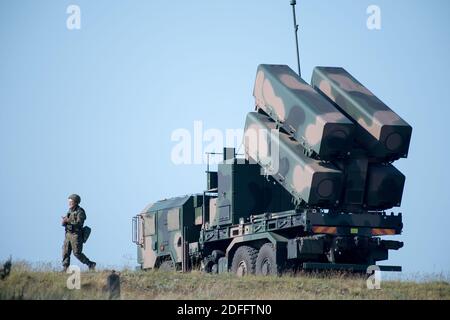 An NSM (Naval Strike Missile) launcher manufactured by the Norwegian ...