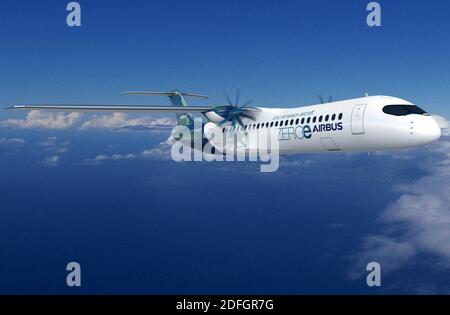 Hand out artist's impression of Airbus three zero-emission concept ...