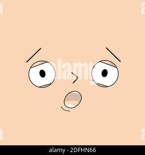 Confused, sad face with expressive emotions - Vector illustration Stock ...