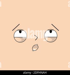 Confused, sad face with expressive emotions - Vector illustration Stock ...