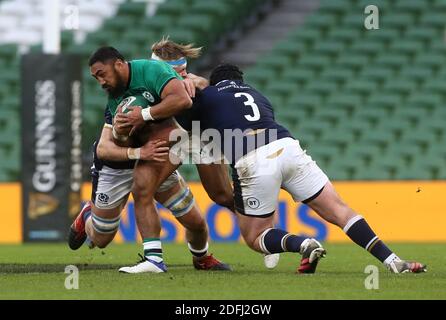 Scotland's Zander Fagerson is tackled during the Guinness Men's Six ...