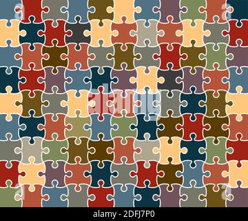 Puzzles grid template. Jigsaw puzzle 48 pieces, thinking game and 8x6 ...