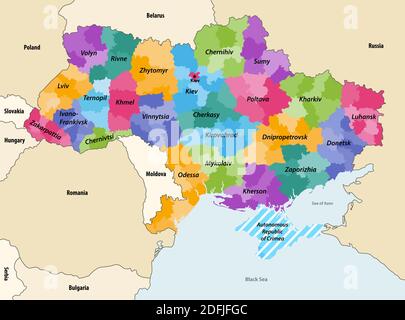 vector map of administrative divisions of Moldova with neighbouring ...