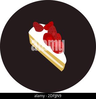 Strawberry cake, illustration, vector on white background Stock Vector ...