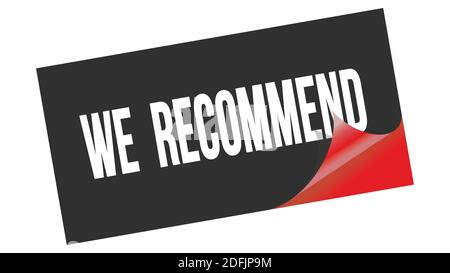 RECOMMEND text written on black yellow sticker stamp Stock Photo - Alamy