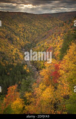 Autumn sunset view from Pendleton Overlook in Blackwater Falls State ...