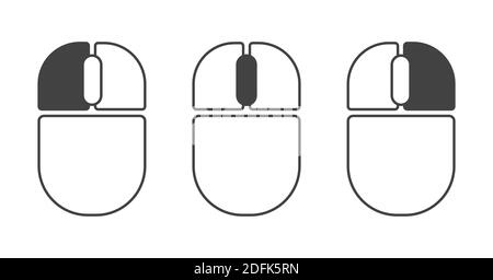 Computer mouse icon set. Left and right clicks, scroll wheel symbols ...