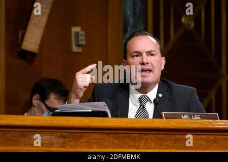 Sen. Mike Lee (R-Utah) speaks during a Senate Judiciary Committee ...
