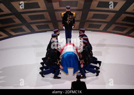 The coffin of World War I fighter Maurice Genevoix is carried inside ...