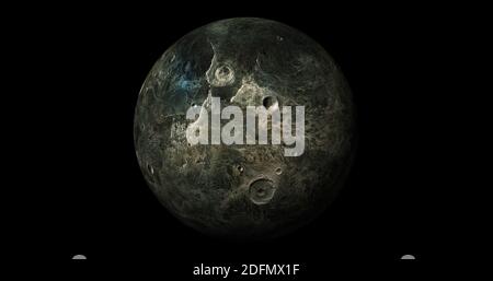 fictional Planet sun rise in dark background with stars. front view of ...