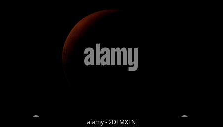 Planet mars sun rise with stars in background. front view of Mars ...