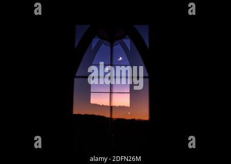 Moonset at the Shrine of the Stations of the Cross, San Luis, Colorado ...