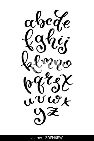 Handwritten latin alphabet. Cursive black letters. Vector fonts isolate ...