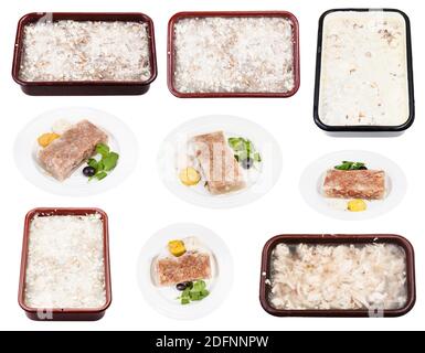 set of cooked russian cold jellied meat isolated Stock Photo - Alamy