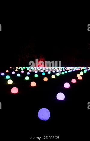 Illuminated orbs at the Christmas Lights at Blenheim Palace, 2020 Stock ...