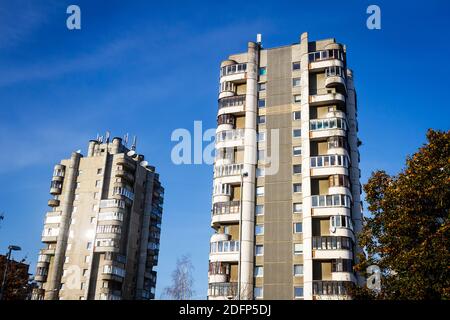 Old soviet concrete residential buildings in Dushanbe, capital of ...