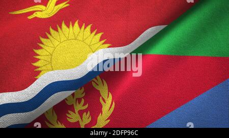 Eritrea and Kiribati two flags textile cloth, fabric texture Stock ...