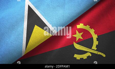 Angola and Saint Lucia two flags textile cloth, fabric texture Stock ...