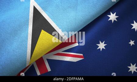Australia and Saint Lucia two flags textile cloth, fabric texture Stock ...