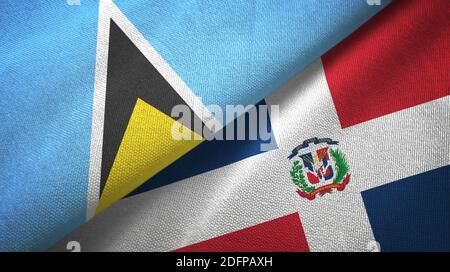 Dominican Republic and Saint Lucia two flags textile cloth, fabric ...