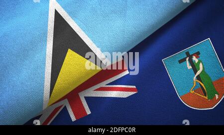 Montserrat and Saint Lucia two flags textile cloth, fabric texture ...