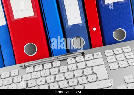 German PC keyboard and file folders Stock Photo - Alamy