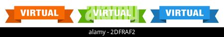virtual ribbon label sign set. virtual banner Stock Vector Image & Art ...