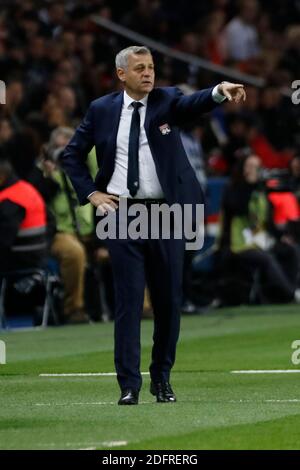 Coach Bruno Genesio during the Ligue 1 football (soccer) match Paris ...