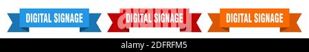 digital signage ribbon. digital signage paper band banner sign Stock ...